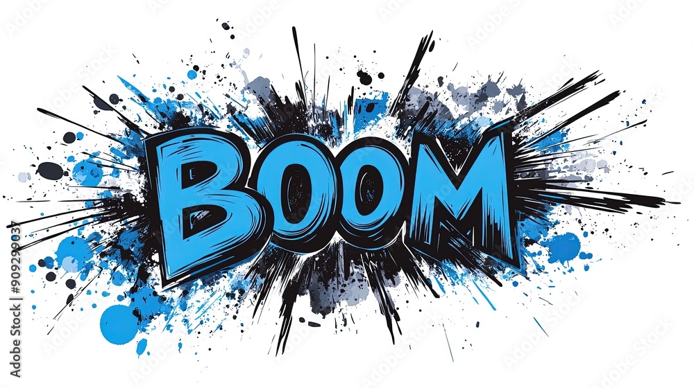 Graffiti-Style Artwork Featuring the Word "BOOM" in Blue – Ideal for ...