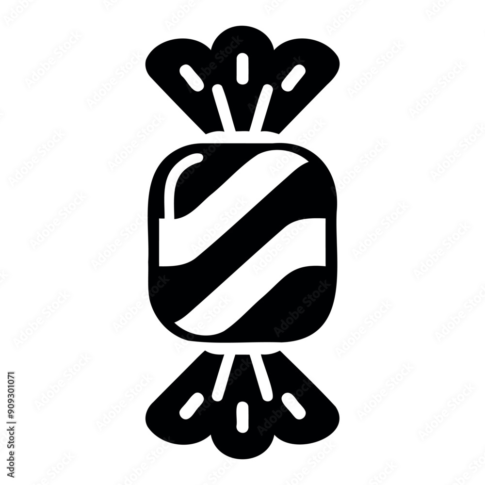 Black silhouette of candy on a transparent background, vector drawing ...