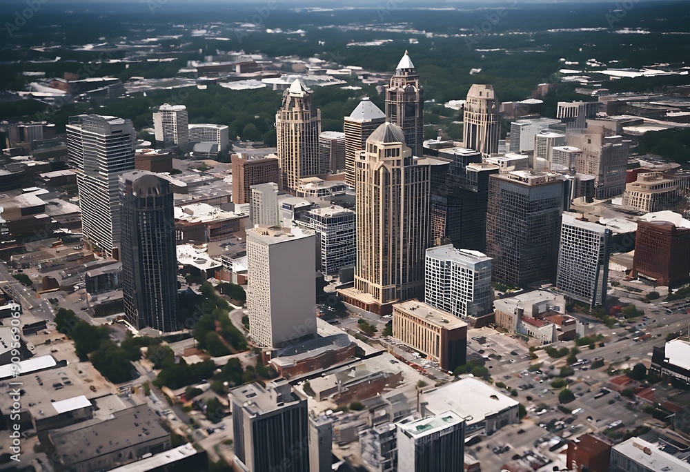 Atlanta Georgia view aerial downtown Skyline City Fulton Usa County ...