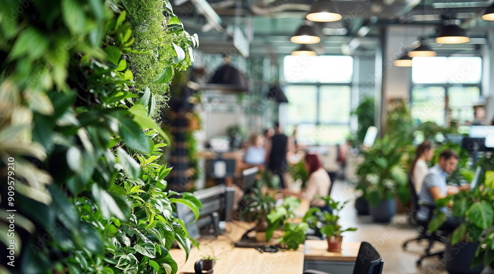 Environment concept. Green office space, Modern green office interior ...