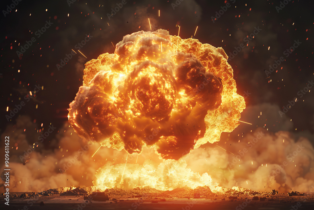 Generative ai on theme of scary nuclear explosion in outdoor, mushroom ...