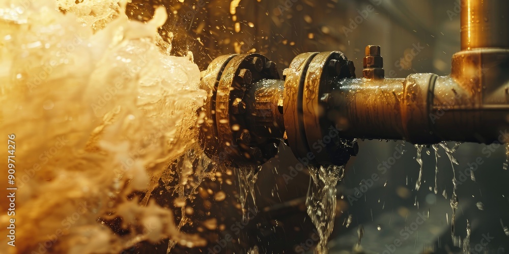 Failed Pipe Valve Causing Boiling Water Flow in Steel Pipeline ...