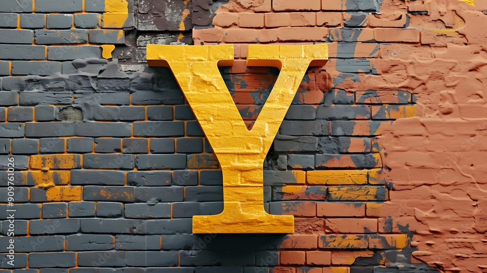 Font on brick texture letter Y cut out of paper brick wall fonts set on ...
