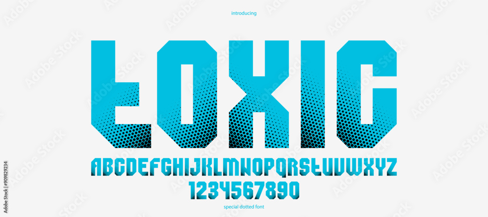 Halftone dotted futuristic cyberpunk font for logos and posters, vector ...