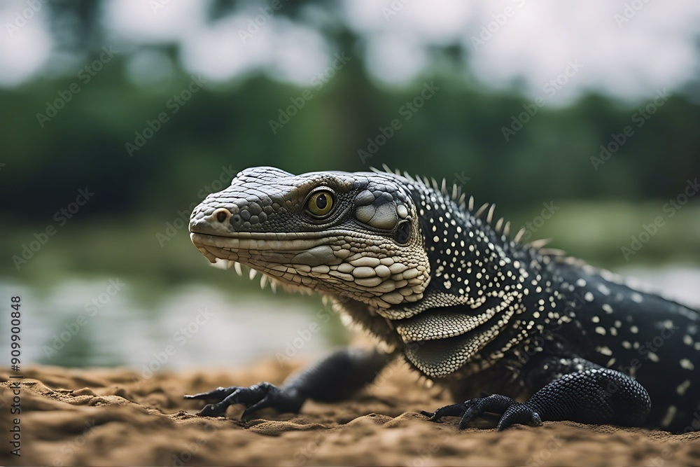 eidechse lizzard leguan reptil wasseragame asia attention eye biting ...