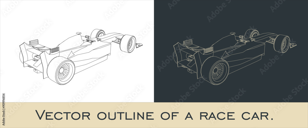 Outline of a Formula 1 race car from rear corner angles. F1 Vector ...