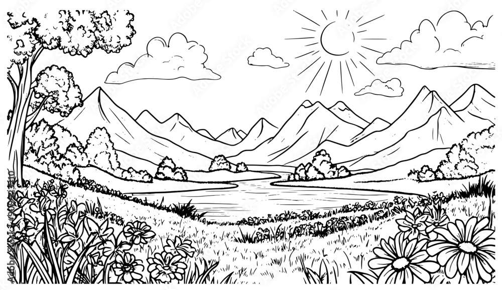Mountain landscape SVG vector transparent background PNG clipart Stock ...
