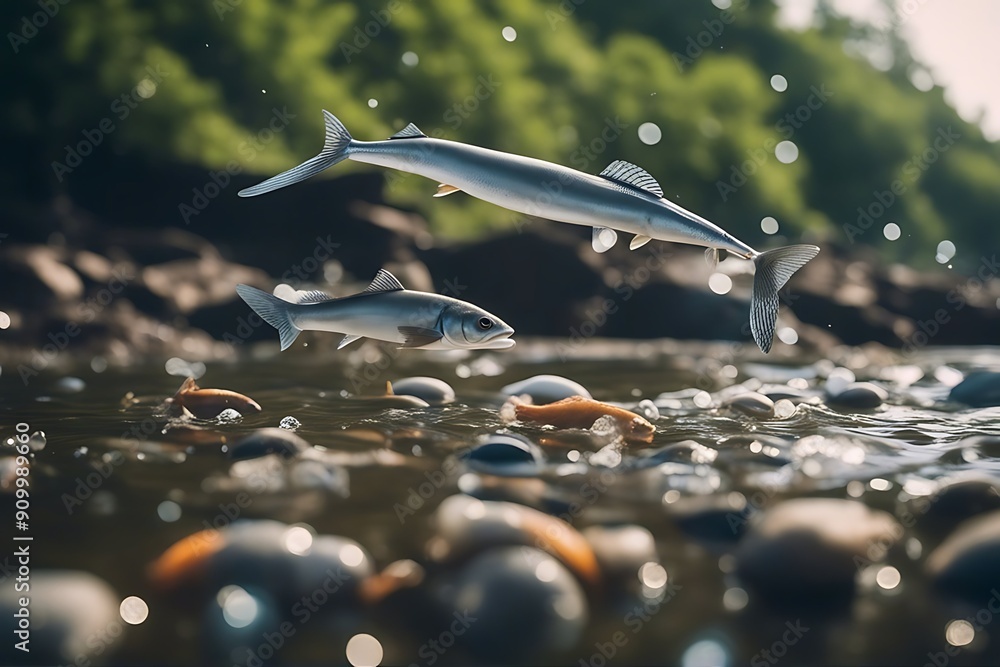 plastic habits destroying fish pollution concept environment garbage ...