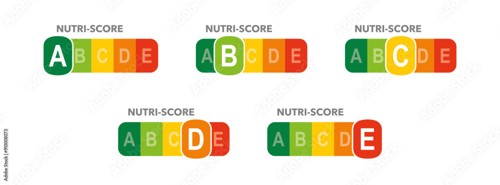 Nutri-score label for food rating system. Nutrition icon set. Vector ...