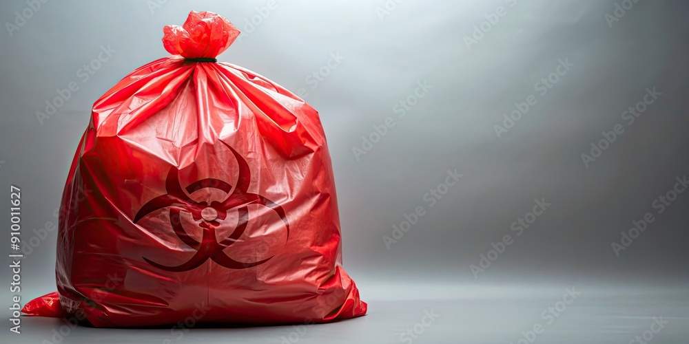 Red biohazard refuse bag for hazardous biomedical waste disposal in ...