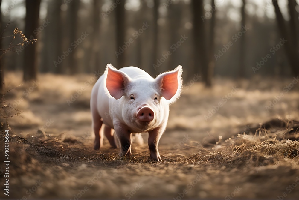 white pig isolated background animal farm big young domestic cut ...
