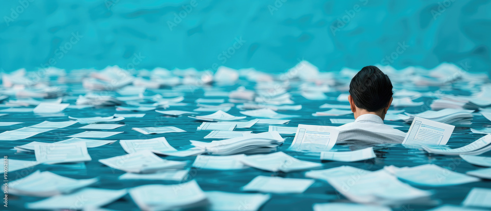 A visual representation of an individual overwhelmed by overdue ...