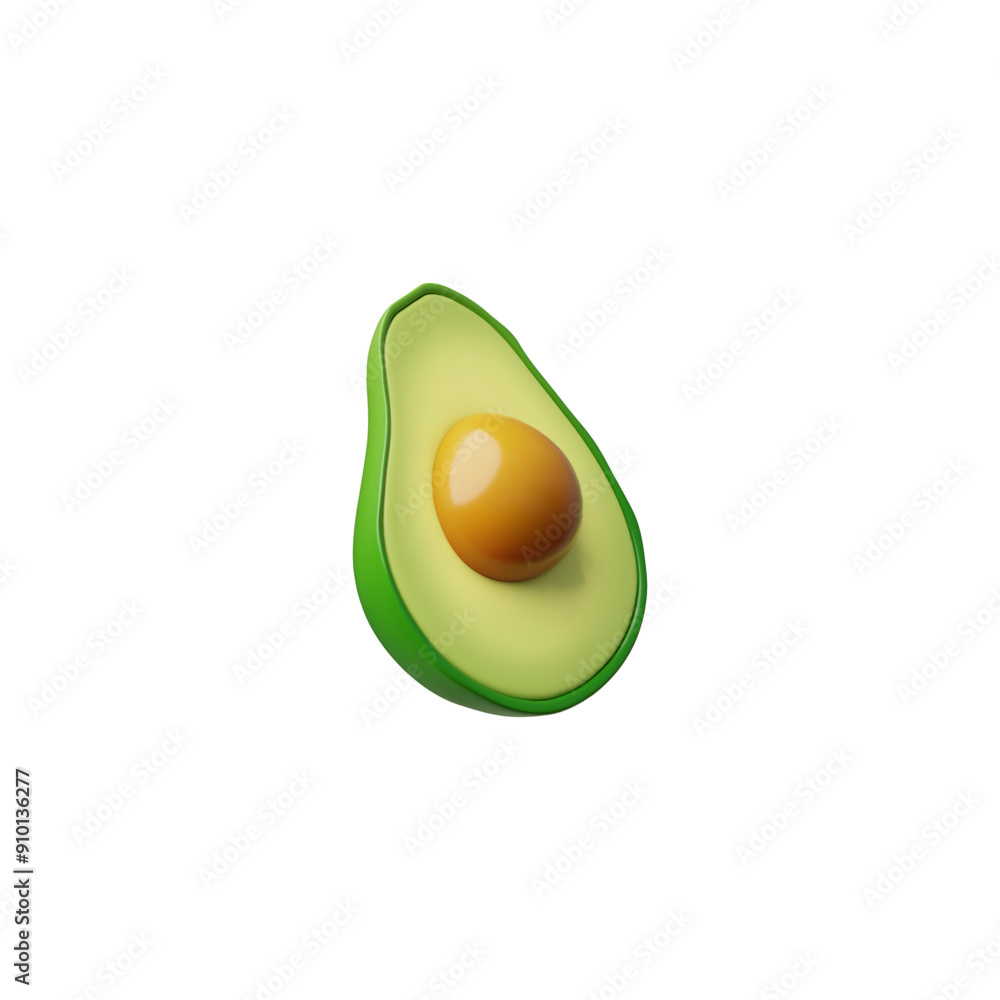 Realistic 3d vector graphics depicting ripe green avocado, cut in half ...