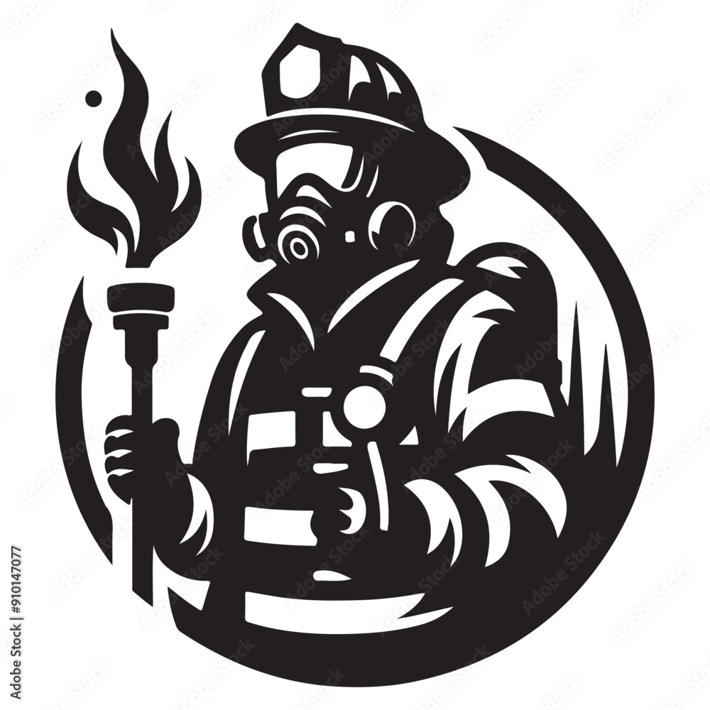 Firefighter vector, logo, icon, silhouette design template black and ...