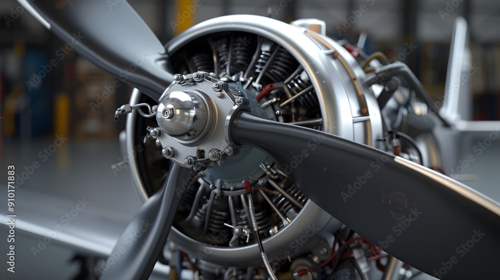 Highly detailed 3D model of a small aircraft engine, with explosive ...