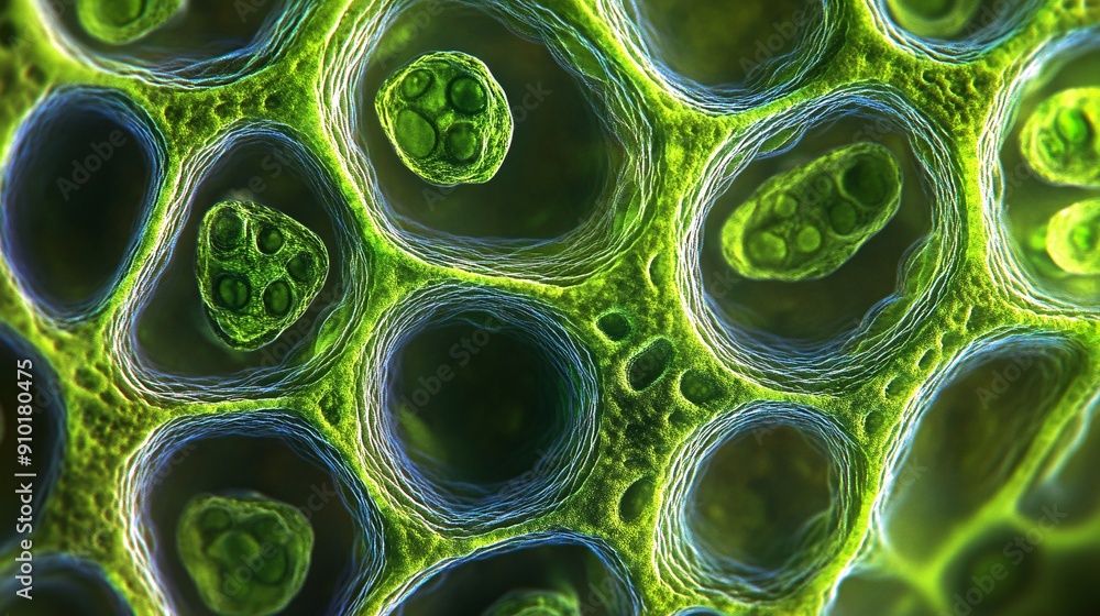 This high-resolution microscopic image captures the intricate structure ...