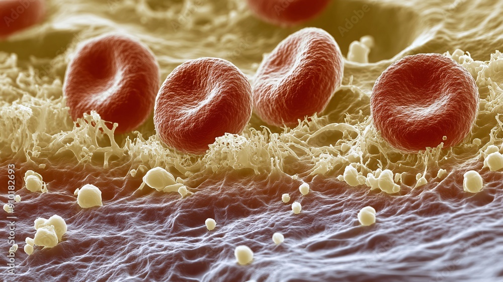 Illustration Stock This detailed microscopic image captures the dynamic ...