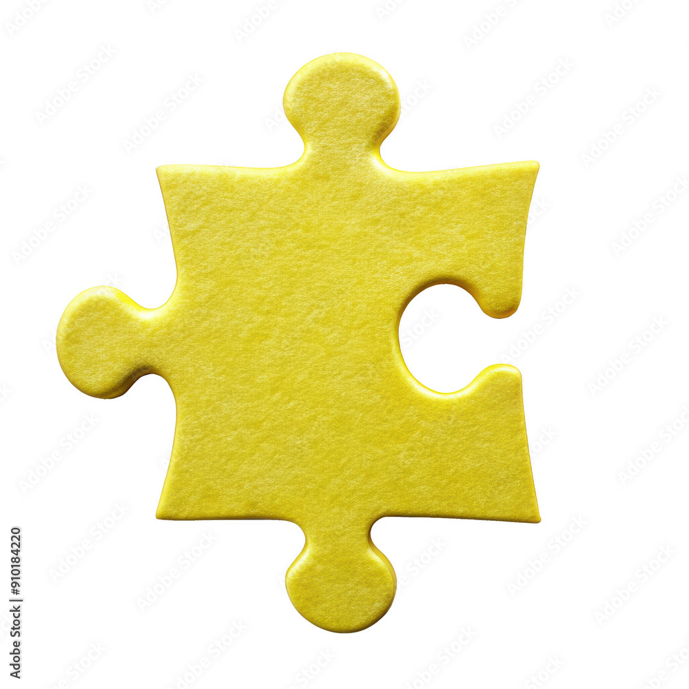 A yellow puzzle piece with a smooth surface, representing connection ...