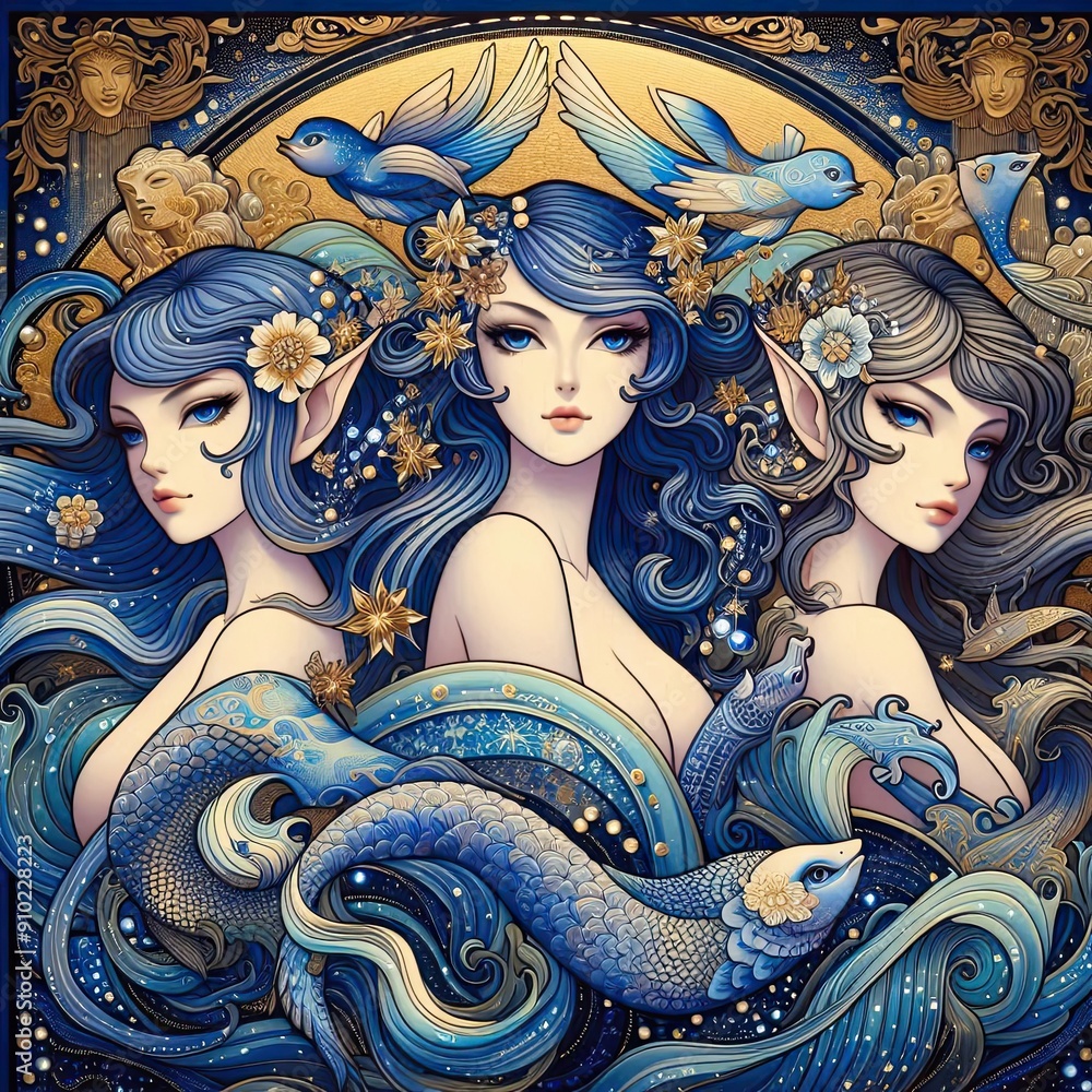 Nixies Germanic water spirits residing in rivers and lakes, often ...