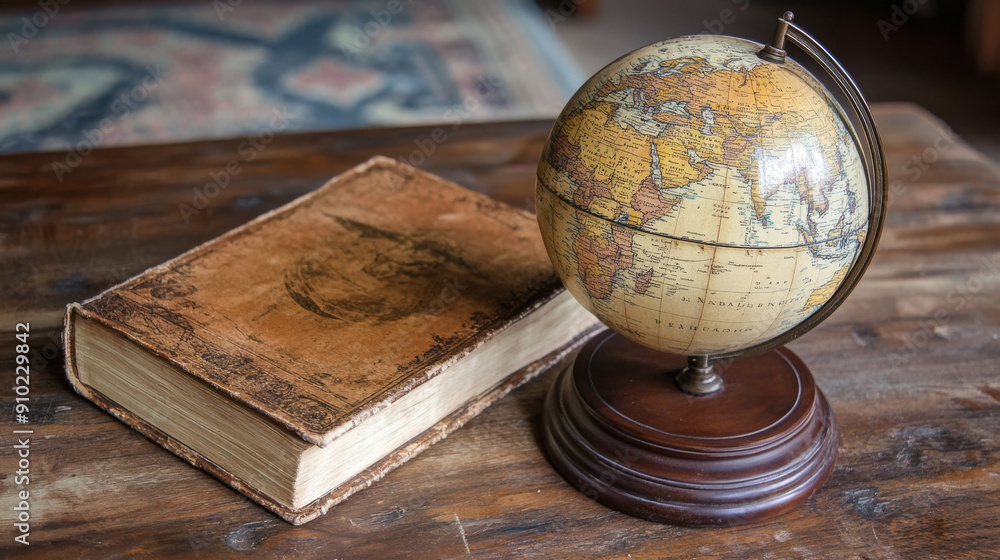 Explore the world with this vintage globe and book. Learn about history ...