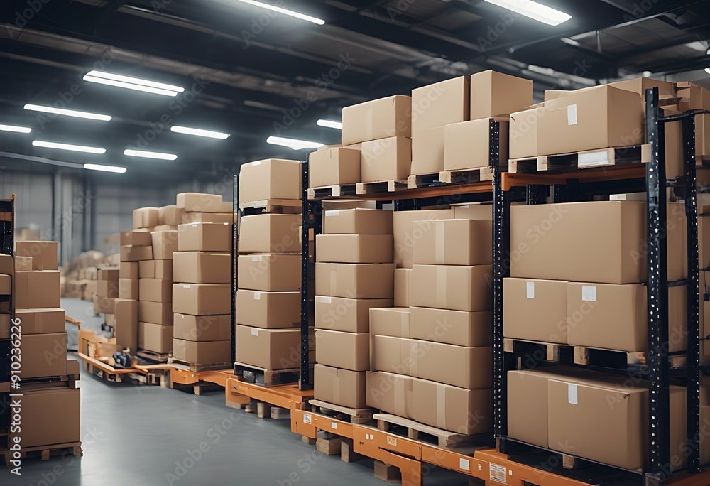 delivery packages transportation cardboard parcels concept warehouse ...