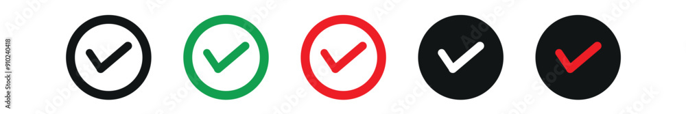 right mark icon set vector, on white background editable, checkmark ...