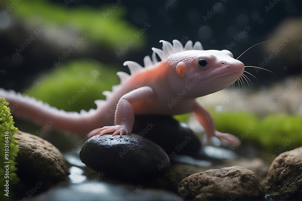 mexicanum water called swimming stones axolotl ambystoma also amphibia ...