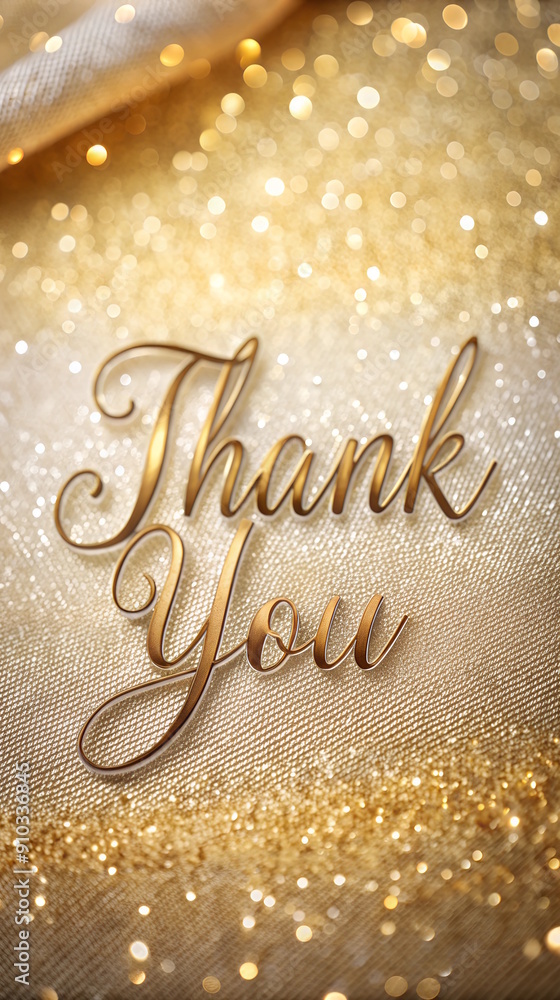 THANK YOU luxury poster text on blurred glitter background, personal ...