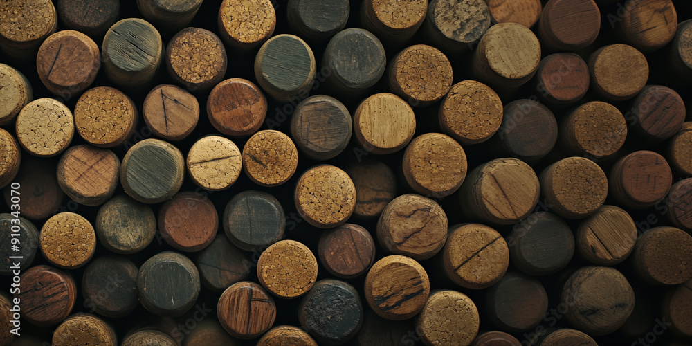 Cork background with unique texture and details . A top-down view ...