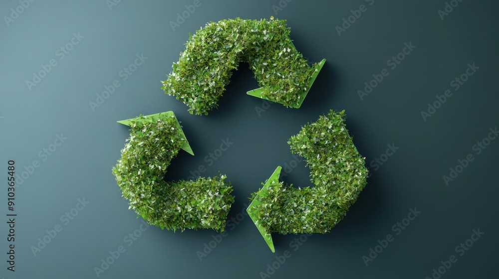Nature recycling concept with three green arrows forming a continuous ...
