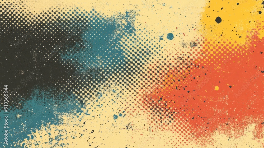 Grunge effect halftone background with distressed textures and a retro ...