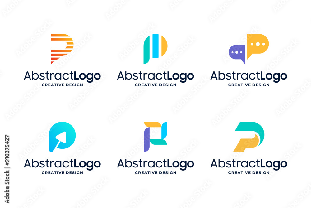 Set of colorful letter P logo design inspiration Stock Vector | Adobe Stock