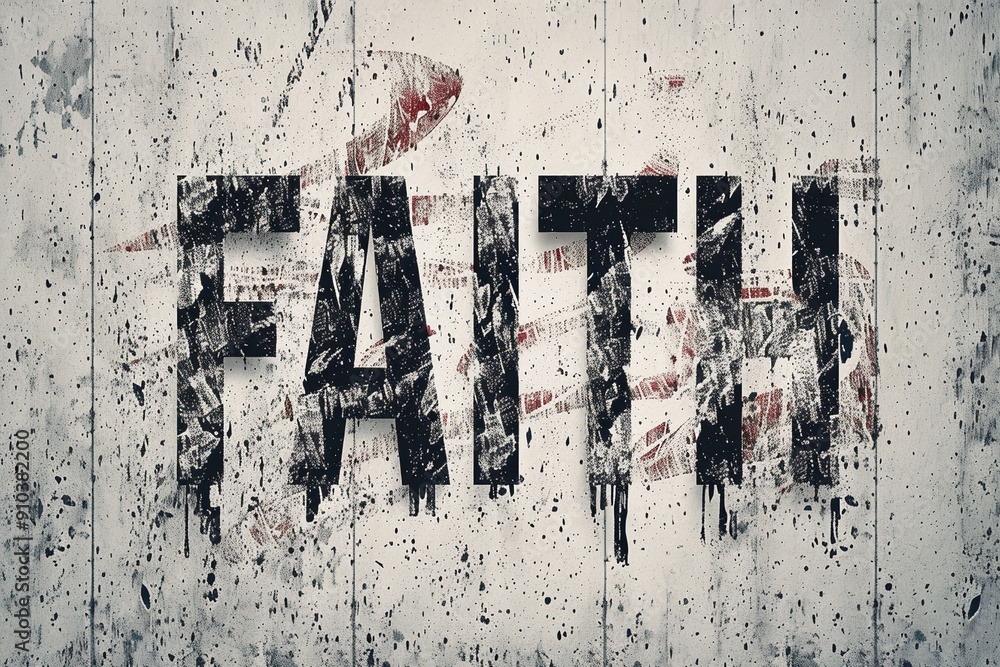 3D 'FAITH' text with a grunge texture, enhancing depth and dimension ...