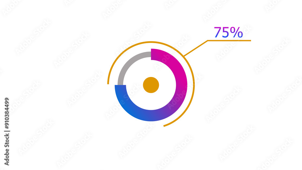75% circle loading icon diagrams Infographics background. Abstract ...