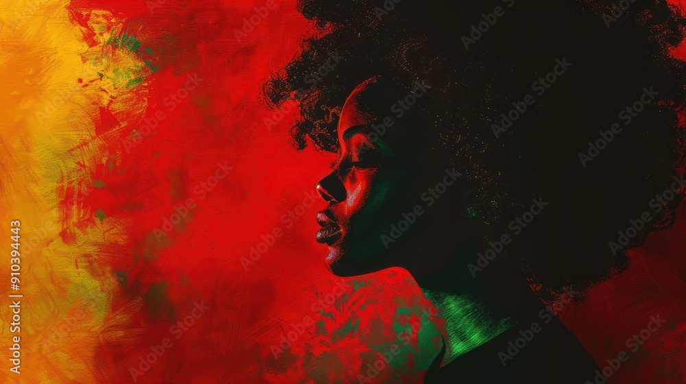 Black History Month banner with african-american woman portrait in ...