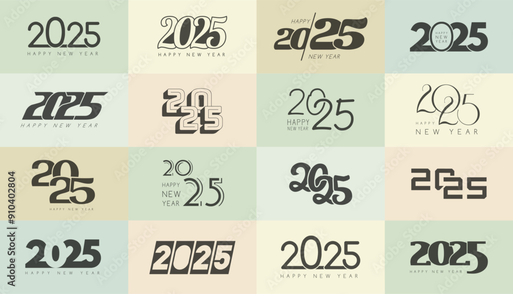 2025 labels. Text logo new year symbols hand drawn numbers recent ...