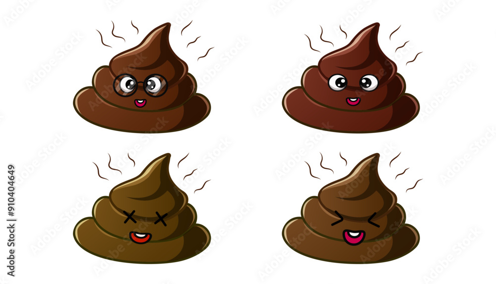 Cute poop excrement character for bristol poop scale. Different type ...