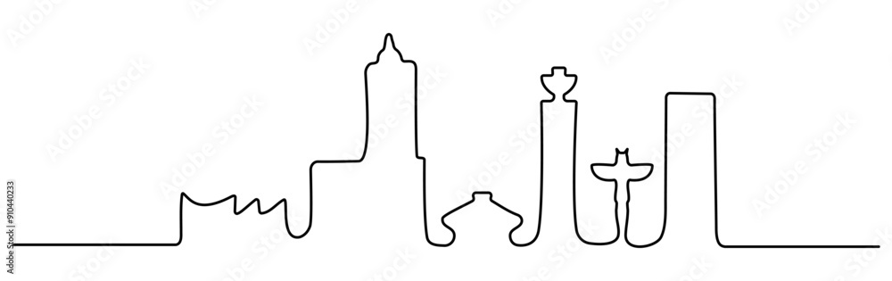 Canadian city skyline architecture. Minimal linear cityscape concept ...