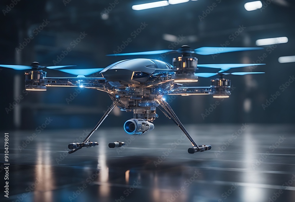 military wireframe 3d drone blue glowing rendering spy deadly client ...