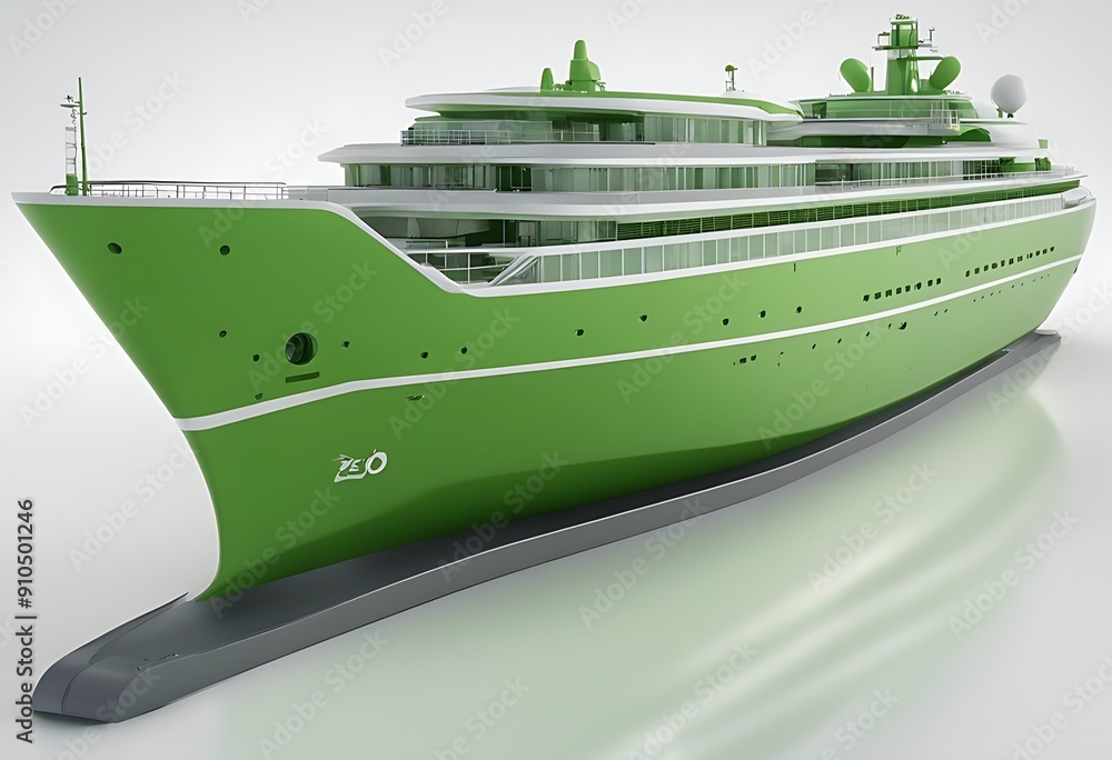 Foto de Stock ship ecology 3d concept green illustration white isolated ...