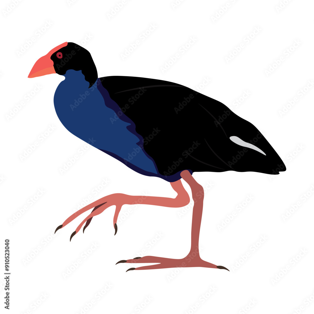 Pukeko bird purple swamphen New Zealand bird isolated on transparent ...