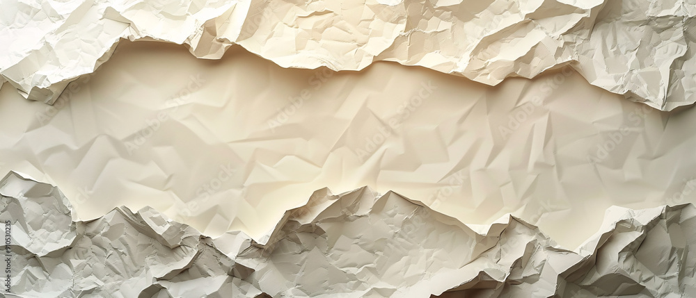 Abstract Crumpled Paper Background with Text Space, White Creased Paper ...