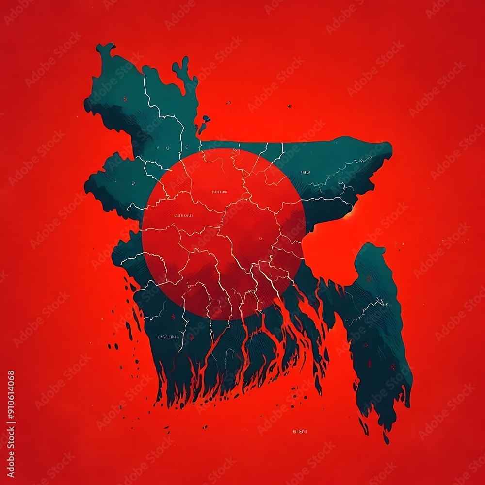 Bangladeshi flag colour map with red background Stock Illustration ...