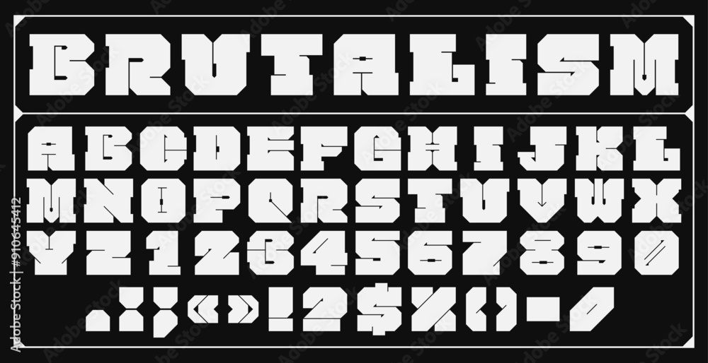 Bold brutal font, abstract geometric type and modern aesthetic typeface ...