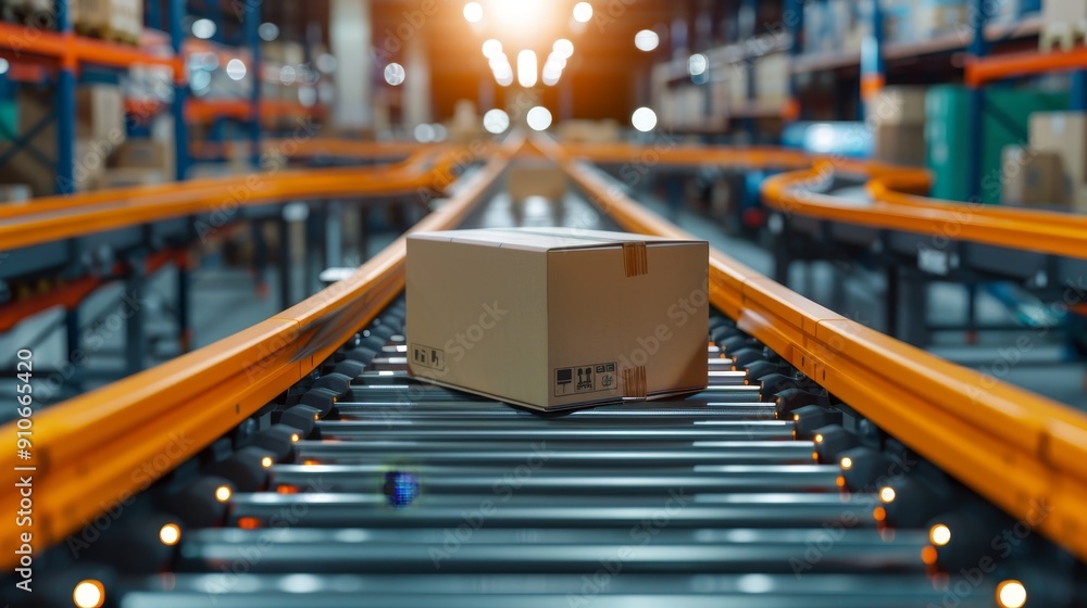 High-speed conveyor system evaluation for package sorting, tech logistics machines, with copy ...