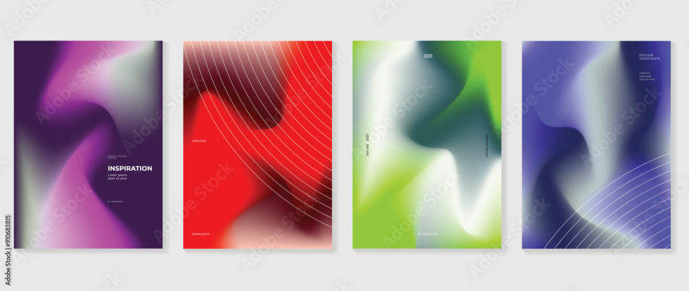 Modern gradient poster background vector set. Minimalist style cover ...