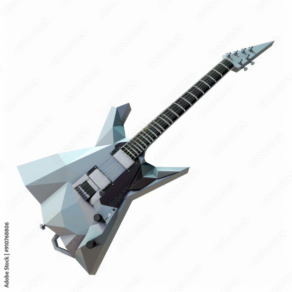 3D Render, Low Poly style of an electric bass guitar with a solid body ...
