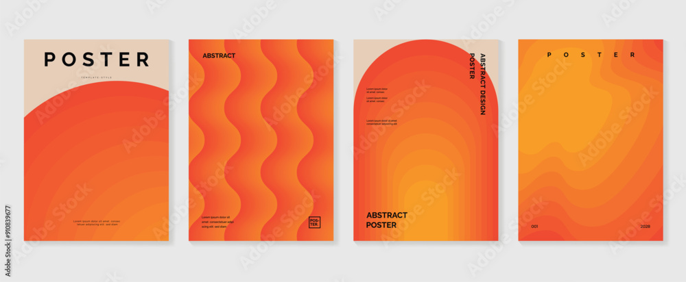 Collection of 70s poster background vector. Set of retro wall ...