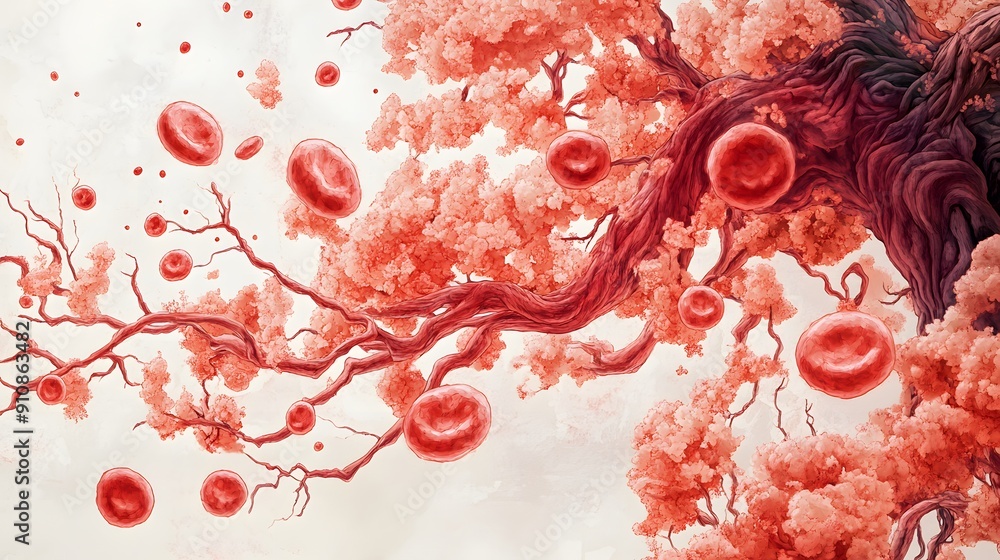 Sketch poster showing anemia through a variety of body cells ...