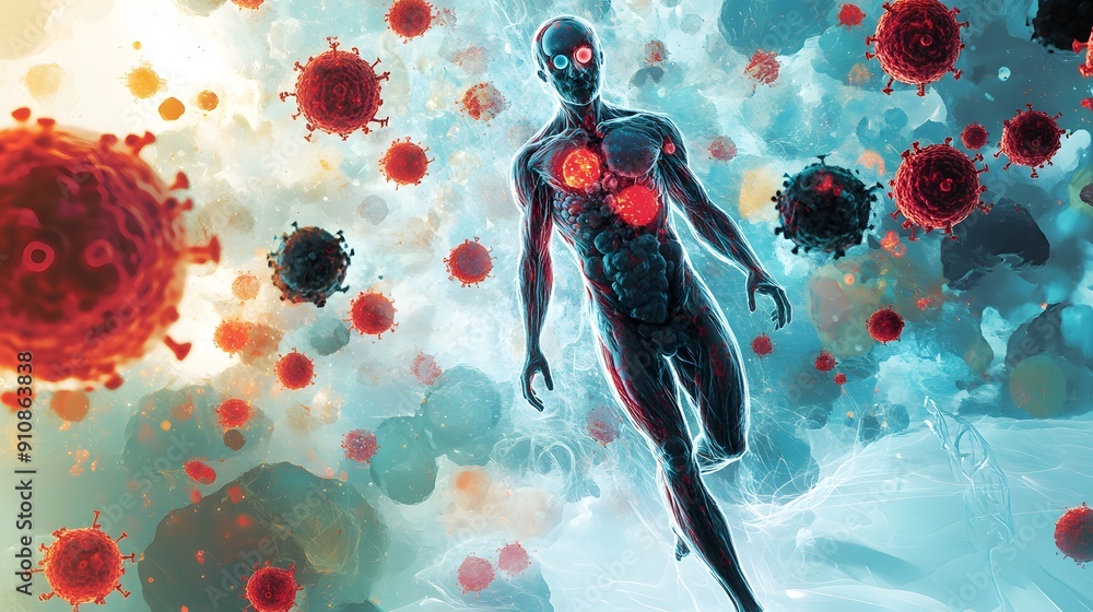 Creative poster depicting anemia with a mix of different cells in the ...